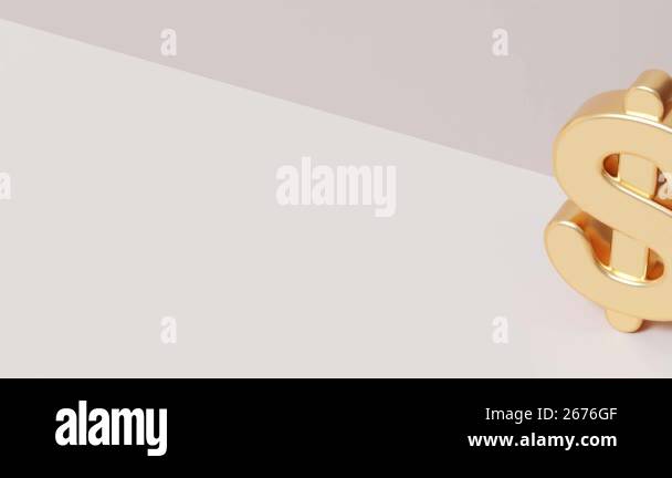 Golden dollar symbol in 3D design on minimalist beige background ...