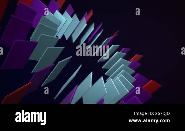 Abstract technology background rotating glowing 3d rectangles around ...