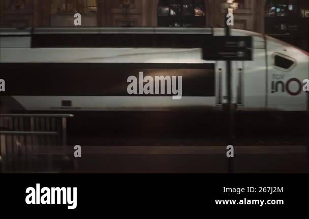 Nice, France - November 24, 2024: View from a moving train of a train ...