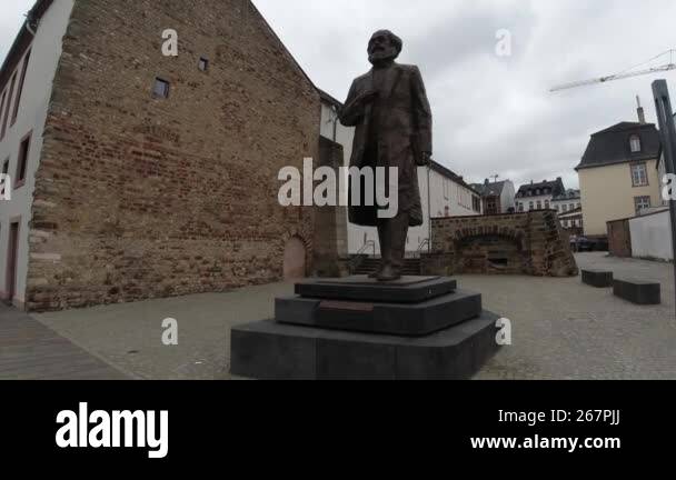 Bronze statue of karl marx, philosopher and economist, in his hometown ...