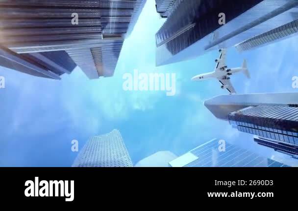 Airplane Landing or Take Off City Skyscraper Stock Video Footage - Alamy