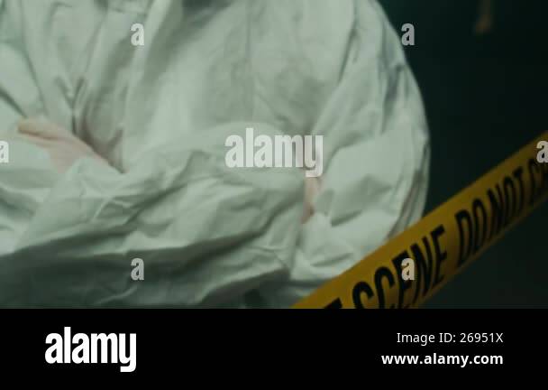 Closeup portrait of young Caucasian female forensic specialist in ...