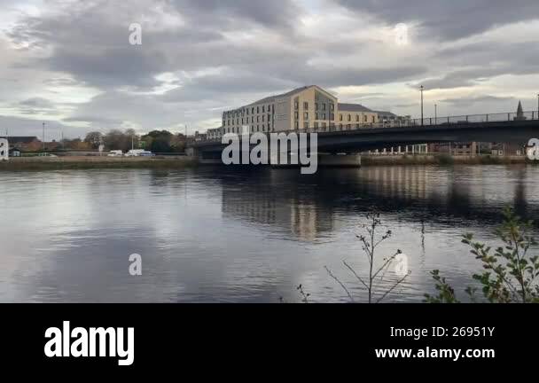 Friars Bridge across the River Ness in Inverness on a bright autumn day ...