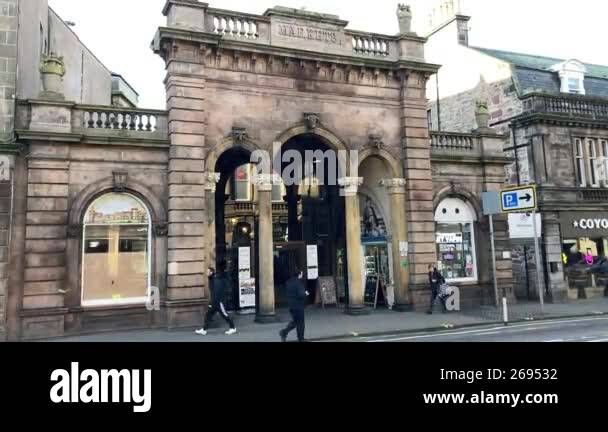 View in the central Market in the city centre of Inverness, Scotland ...