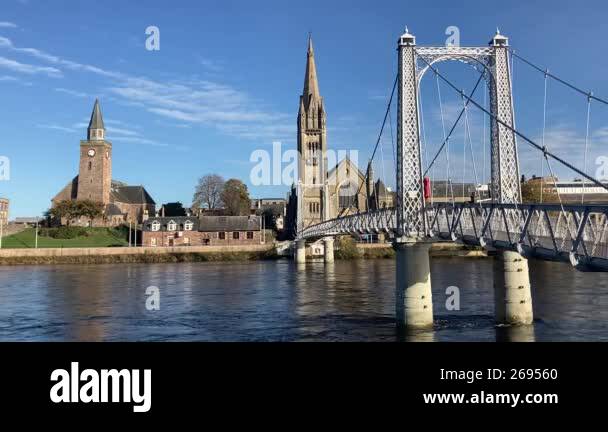 Greig Street Bridge across River Ness in Inverness, Scotland. The ...