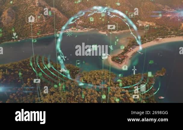 Green forest aerial view and environmental technology concept. Green ...