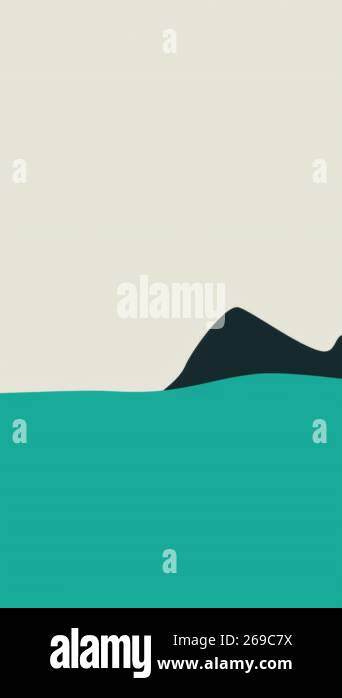 Minimal mountain land space illustration loop background. Clouds ...