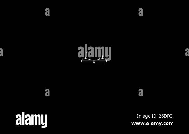 Grey Graduation cap on screen laptop line icon on black background ...