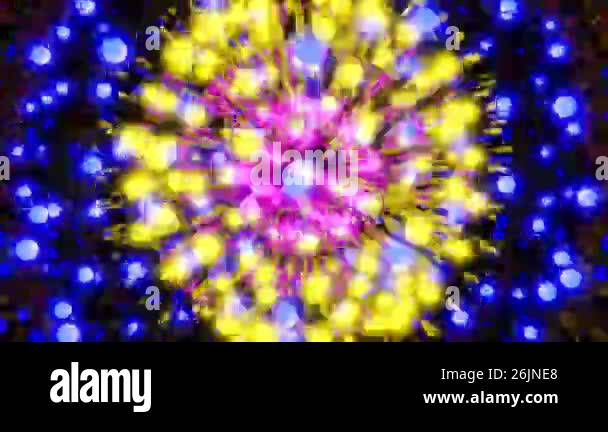 Seamless animation of glowing light colored balls. Festive animated ...