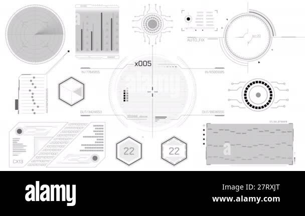 Data processing high-tech interface design elements set, animation on alpha channel Stock Video ...