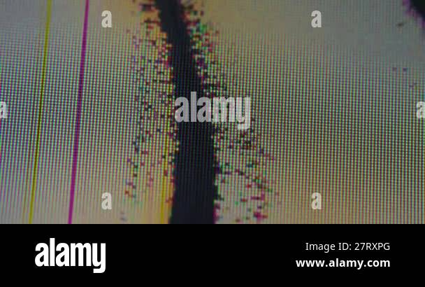 Screen crack. Rainbow distortion. Illuminated black broken glass ...