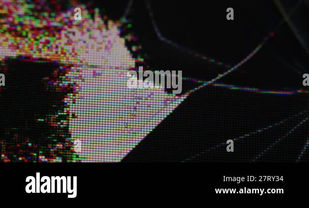 Broken screen. Cracked glitch. Messy black rainbow damaged surface ...