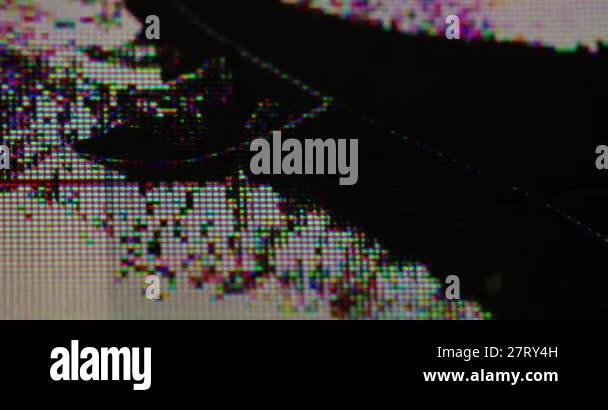 Damaged matrix. Monitor overlay. Display failure black ink spreads on ...