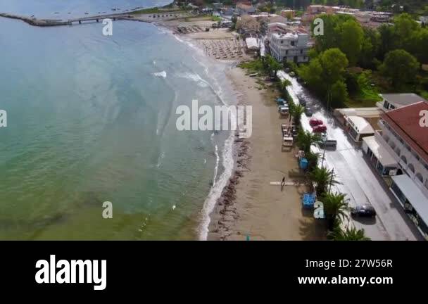 Roda tourist town on Corfu island, Greece. Beautiful village on ...