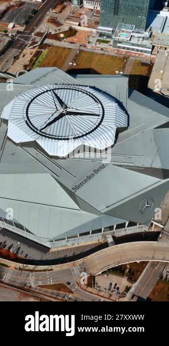 Building of Mercedes-Benz Stadium from top view. Scenery of Atlanta ...
