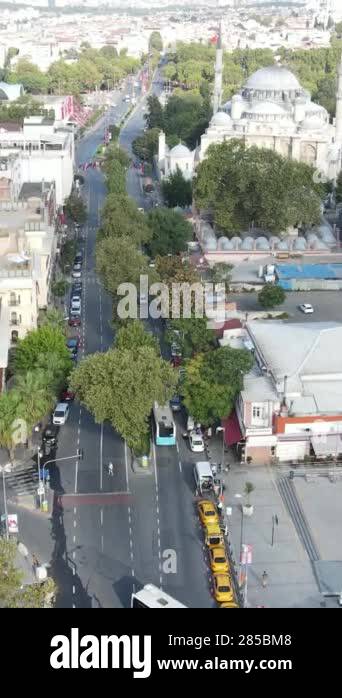 Sehzade Cami Mosque the ancient symbols in Istanbul, aerial shot with ...