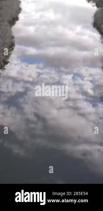Delta of the river aerial drone shot view overhead, view towards the ...