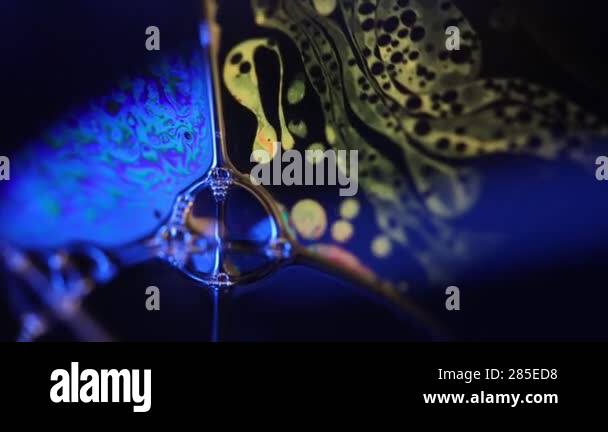 Green and blue liquid surface, liquid cells, liquid reflection background, dna texture, bright ...