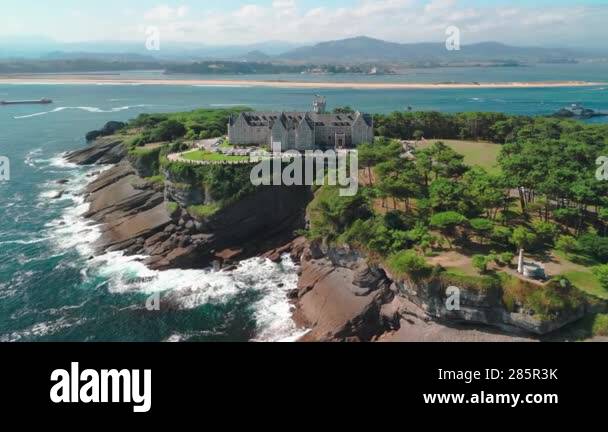Magdalena Peninsula, Santander, Cantabria, northern Spain. Aerial view ...