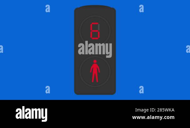 Pedestrian traffic light 2D animation on a blue background Stock Video ...