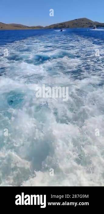 Wake Patterns Boat Journey from Stern Perspective Stock Video Footage ...