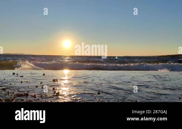 Powerful Ocean Waves Colliding with Coastal Pier Structure Stock Video ...