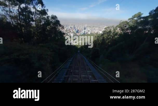 Train transportation by cable from the top of Cerro de Monserrate ...