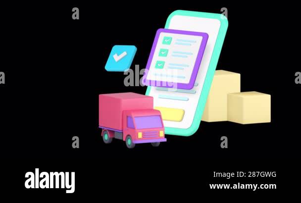 Cargo delivery service smartphone application checklist banner copy ...