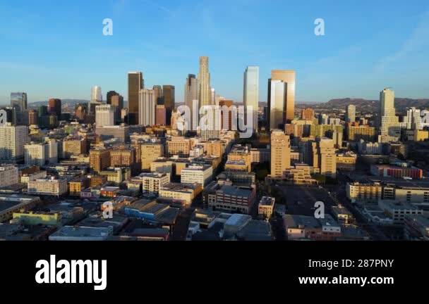 Aerial. A breathtaking aerial view of Downtown Los Angeles DTLA ...