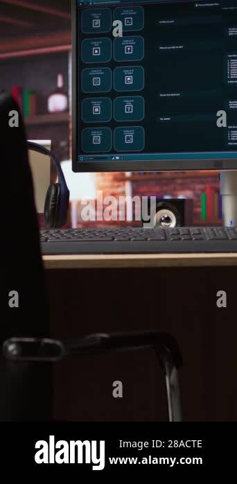 Vertical Video Ai Llm Chatbot Software Interface On Pc In Home Office