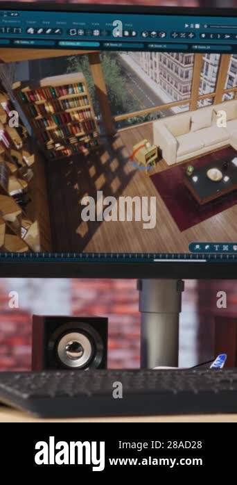 Vertical video Assets being moved in 3D modeling program in rendered ...
