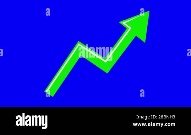 video animation green color arrow shape symbol, in trend up concept, on ...