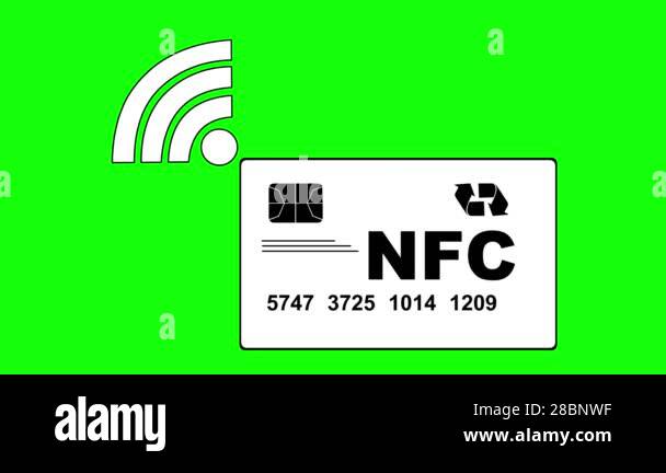 video animation black and white icon plastic card and NFC transfer ...