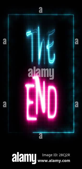 the end vertical neon sign overlay animated text . High quality 4k ...