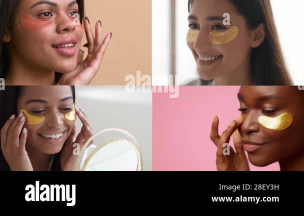 Four women of diverse backgrounds pamper themselves with under-eye ...