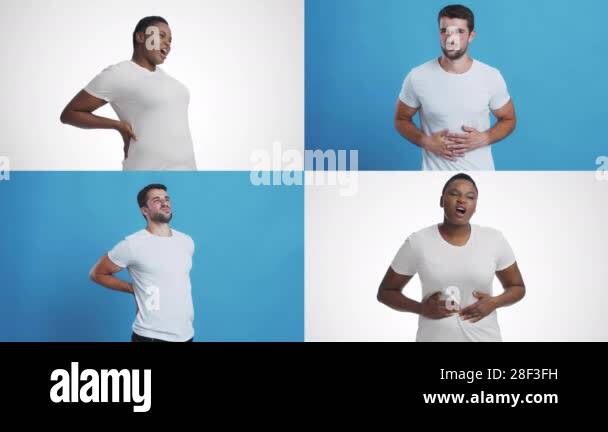 A collection of individuals displays their reactions to different types ...