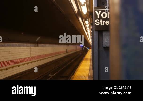 New York City empty subway station interior, underground metropolitan ...