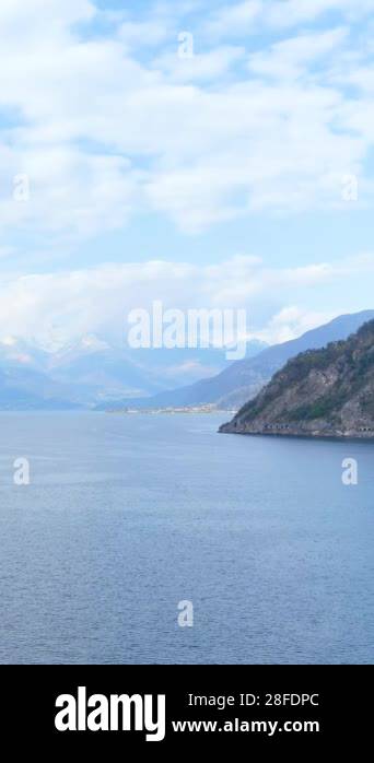 Lago di Como. Aerial vertical view of great lake Como waters, vicinity ...