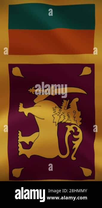 Sri Lanka Waving Flag in Vertical Orientation. Realistic Flag Animation ...