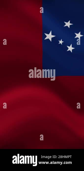Samoa Waving Flag in Vertical Orientation. Realistic Flag Animation ...