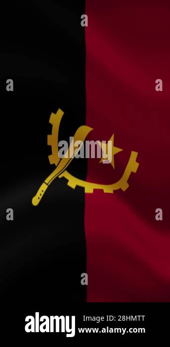 Angola Waving Flag in Vertical Orientation. Realistic Flag Animation ...