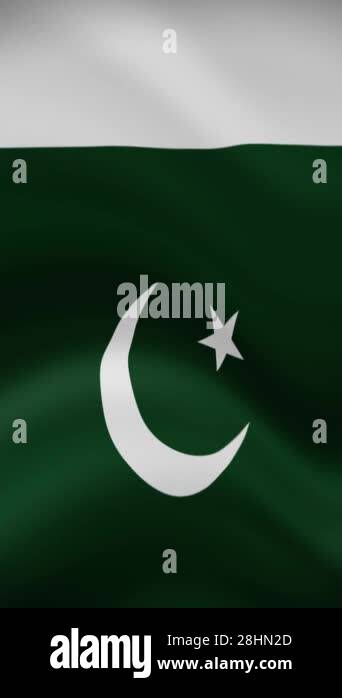 Pakistan Waving Flag in Vertical Orientation. Realistic Flag Animation ...