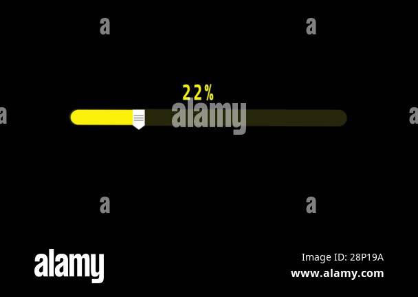 Loading bar animation with pointer shape, count 0 to 100% yellow color ...