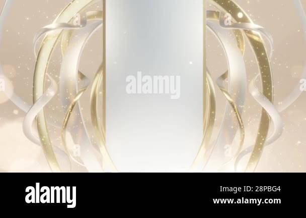 Elegant background with gold and silver ribbons forming a decorative ...