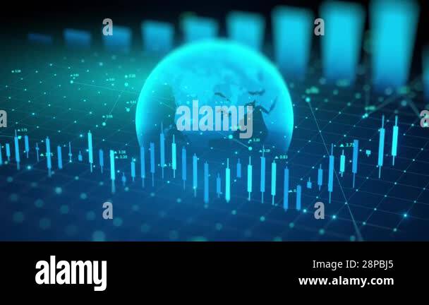 Visual representation of global financial data featuring candlestick ...