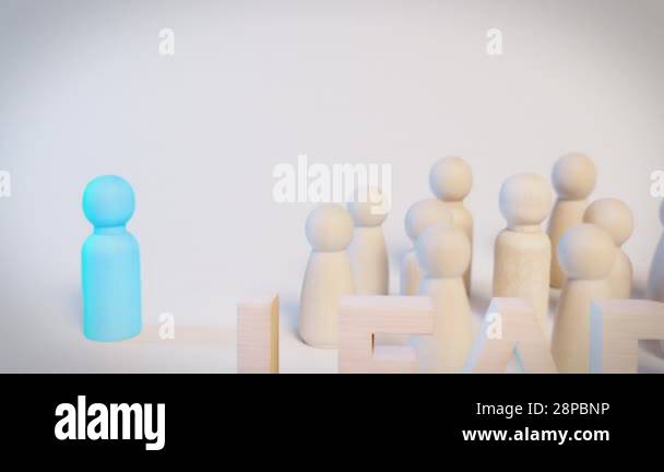 Wooden figures represent leadership and direction, with a blue leader ...