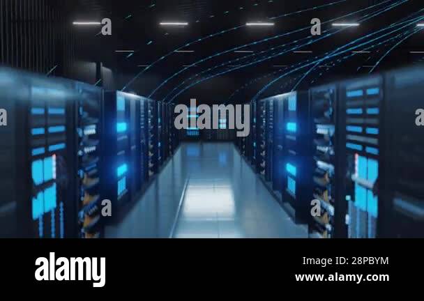 Digital visualization of cloud computing, showing a networked ...