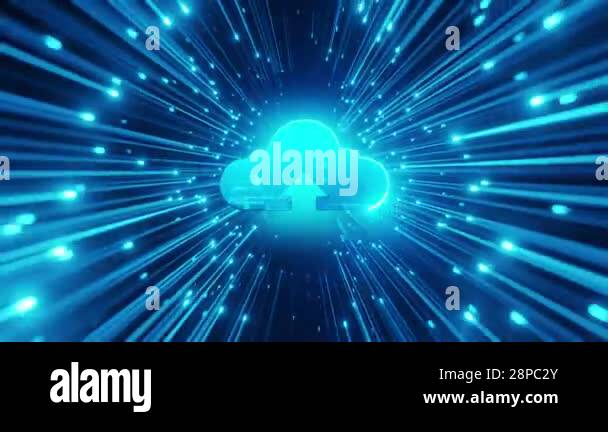 Cloud computing and Big data concept. Abstract speed internet data flow ...