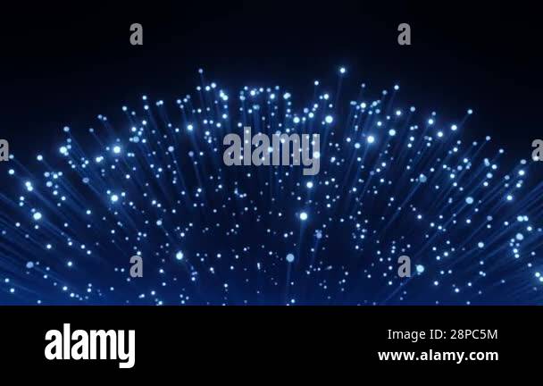 Abstract Fiber optic internet speed background, network connection, blinking light dot, blue ...
