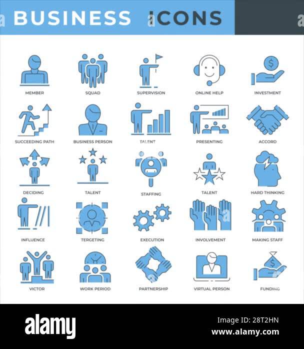 Set of Multiple Business Icons Isolated on White Background Stock Video ...